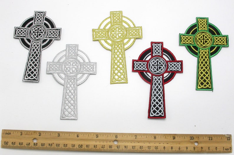 Celtic Cross Iron on Patch: Embroidered Applique (4 1/4" X 2 3/4") - Etsy