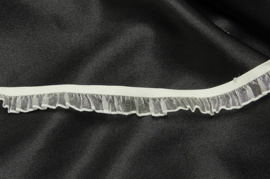 Sheer 5/8" 16mm White Gathered Sparkle Stretch Sewing Trim Elastic 6 ...