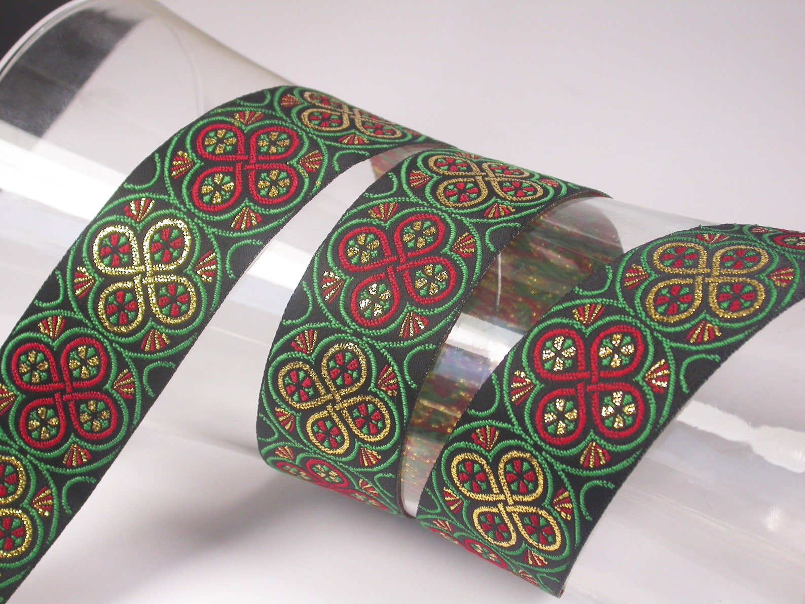 Jacquard Ribbon 1 3/8" (35mm) Radiant Rings Choice of 8 Colors ...