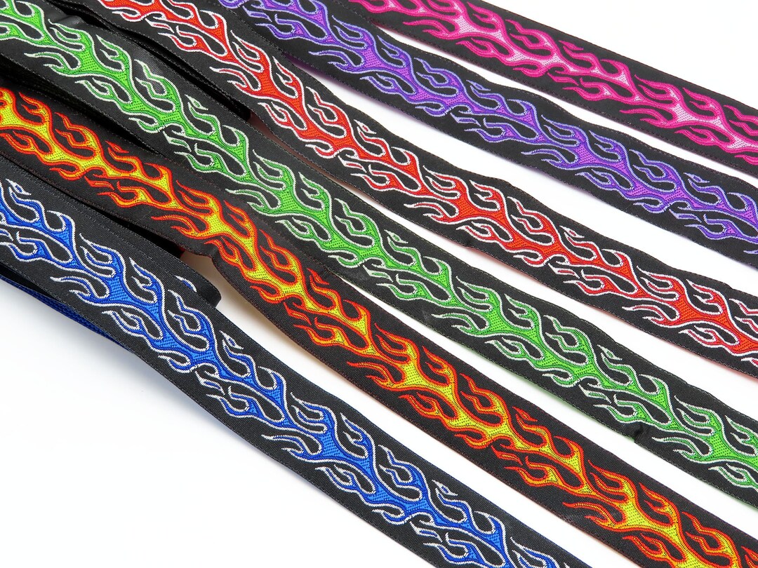 Flames Jacquard Ribbon 1" (25MM) Flame Design Choice of 6 Colors ...