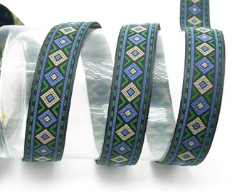 Blue Jacquard Ribbon | Etsy