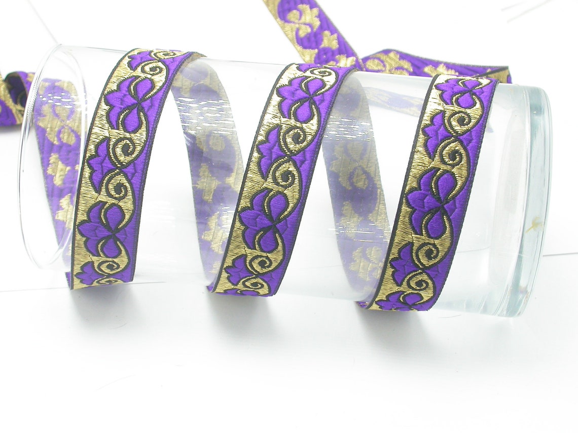 Jacquard Ribbon 1" Jada Priced per 3 Yards & up Metallic Woven Border ...