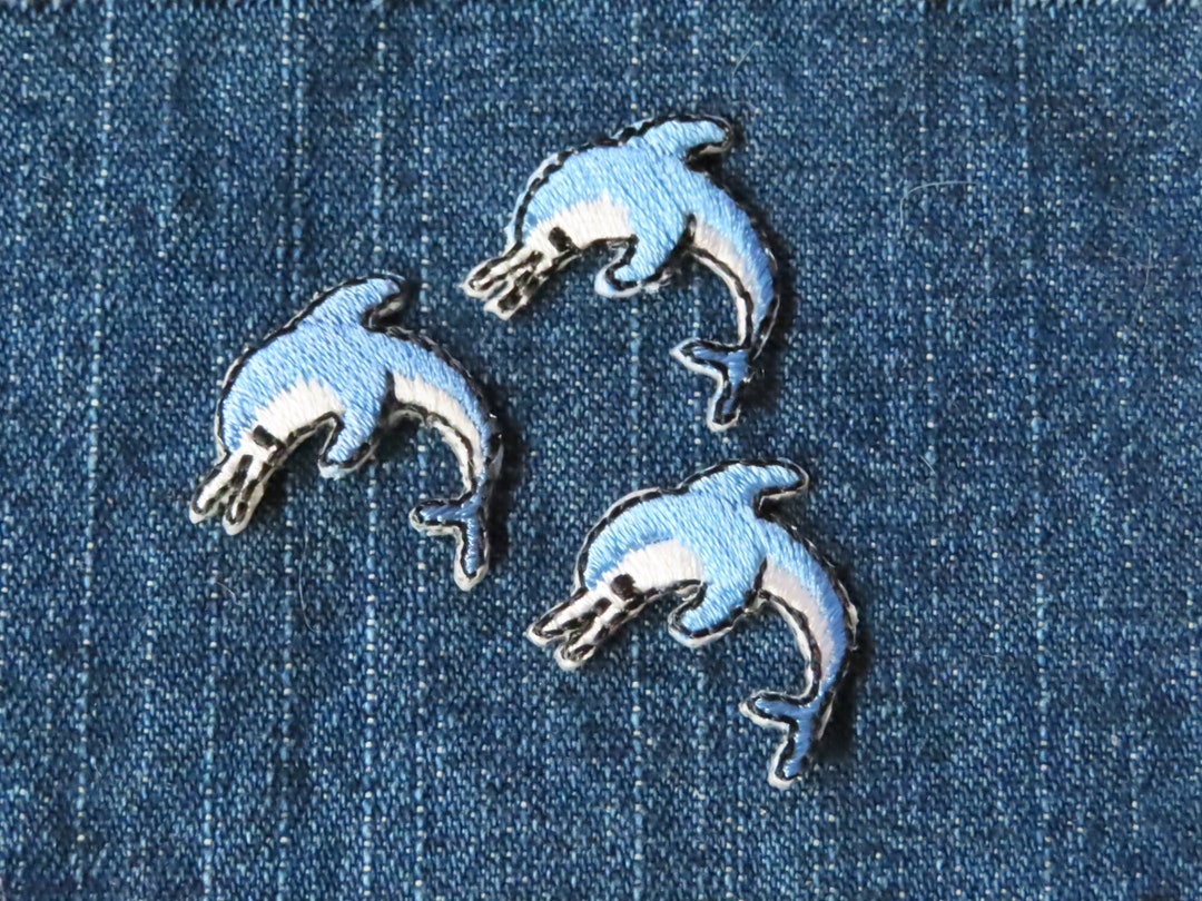Mini Blue Dolphin Iron on Patch (3 X 7/8") - Etsy