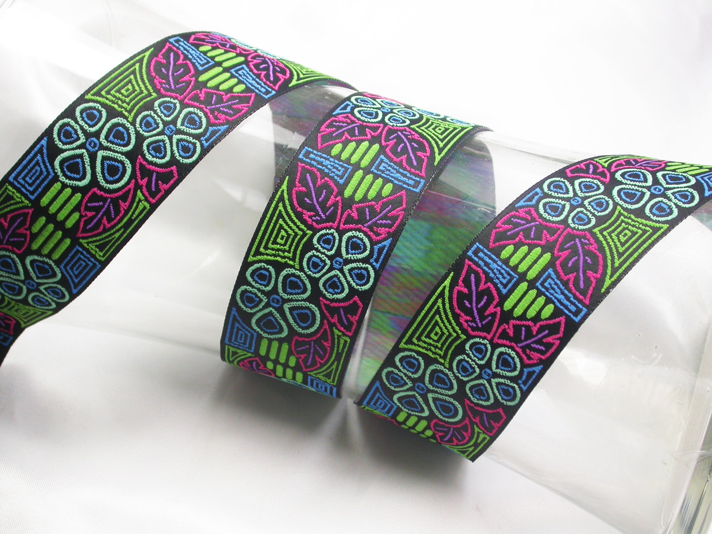 Jacquard Ribbon 1 5/16" (33MM) Hibiscus Choice of 4 Colors Polyester 3 ...