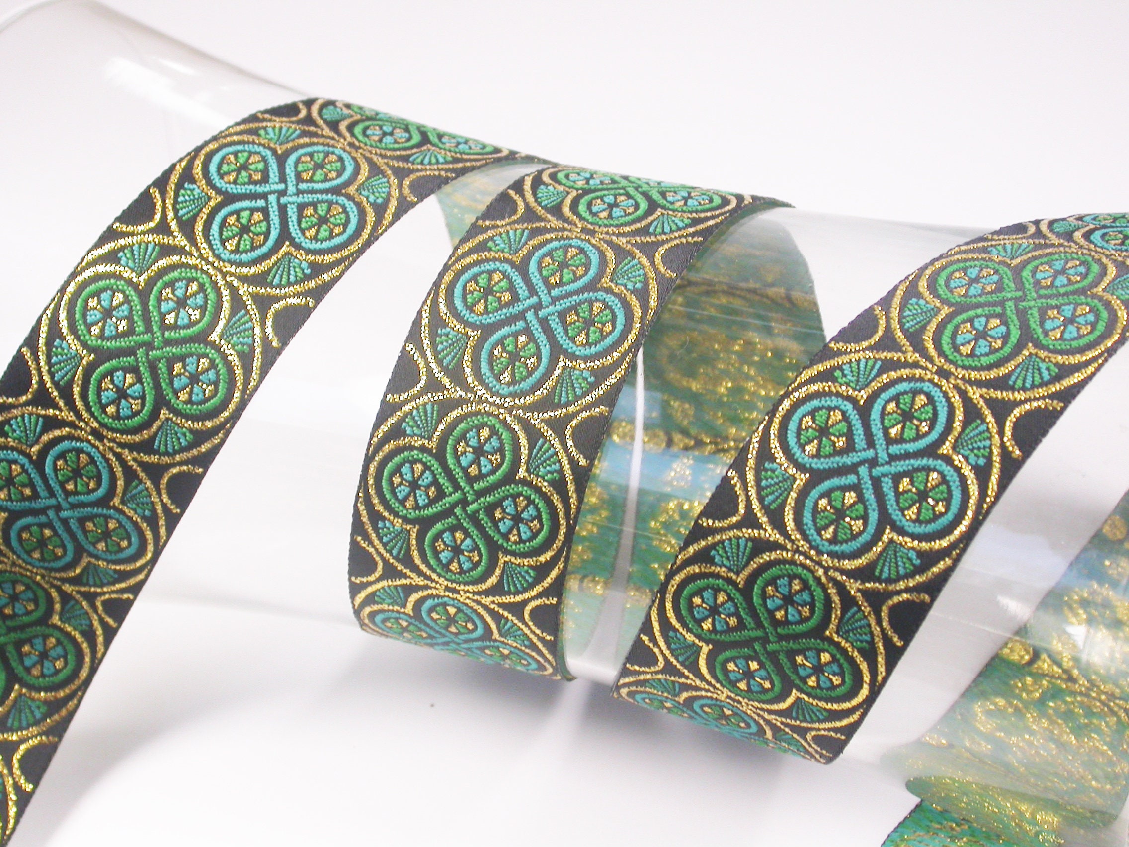 Jacquard Ribbon 1 3/8" (35mm) Radiant Rings Choice of 8 Colors ...