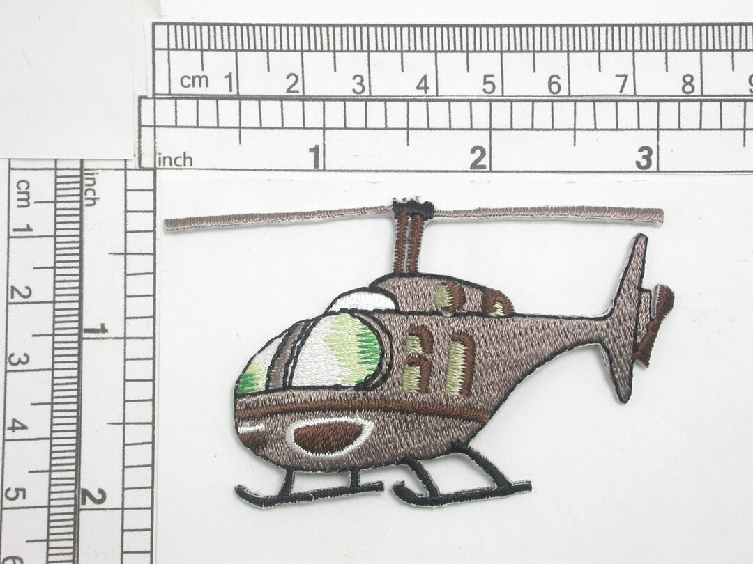 Helicopter Iron on Embroidered Applique Embroidered Fully Measures 3 ...