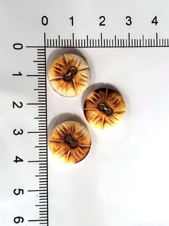 Round Carved Bone Button 15mm 2 Hole Drilled Bone Durango - Etsy