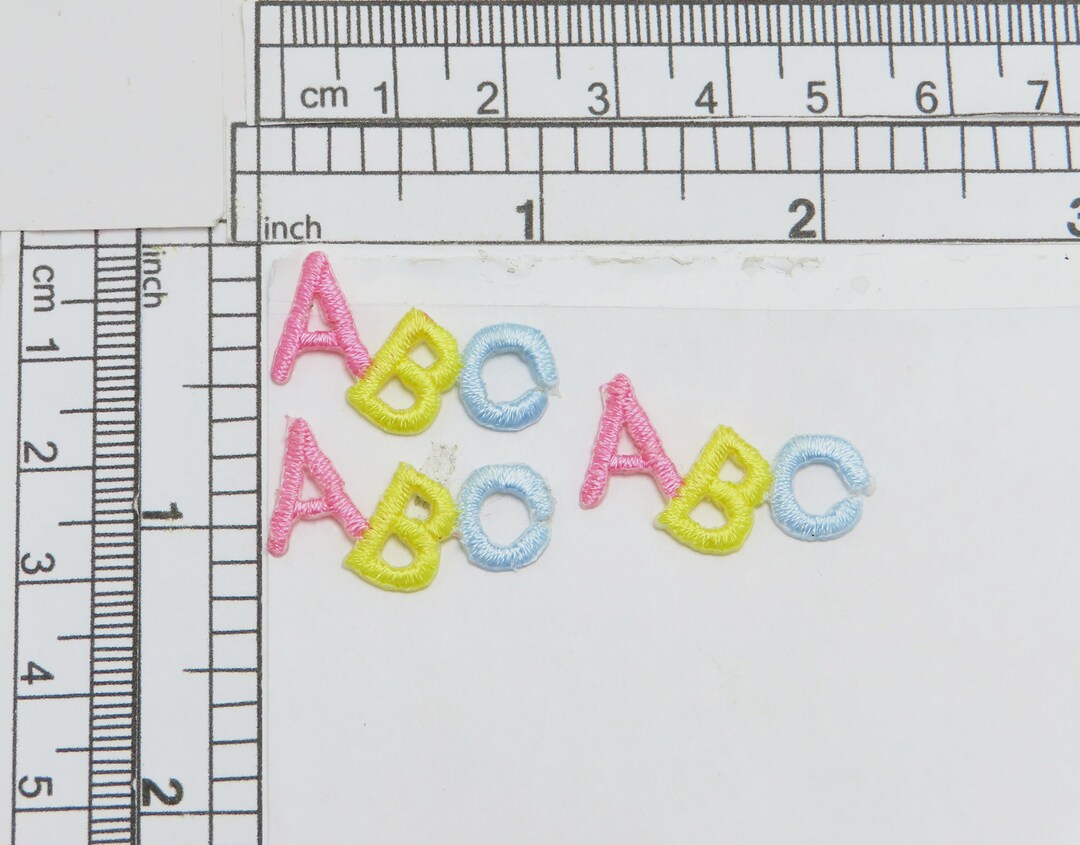 ABC Iron on Patch 5 Pack Fully Embroidered Measures 1/2" High X 1" Wide ...