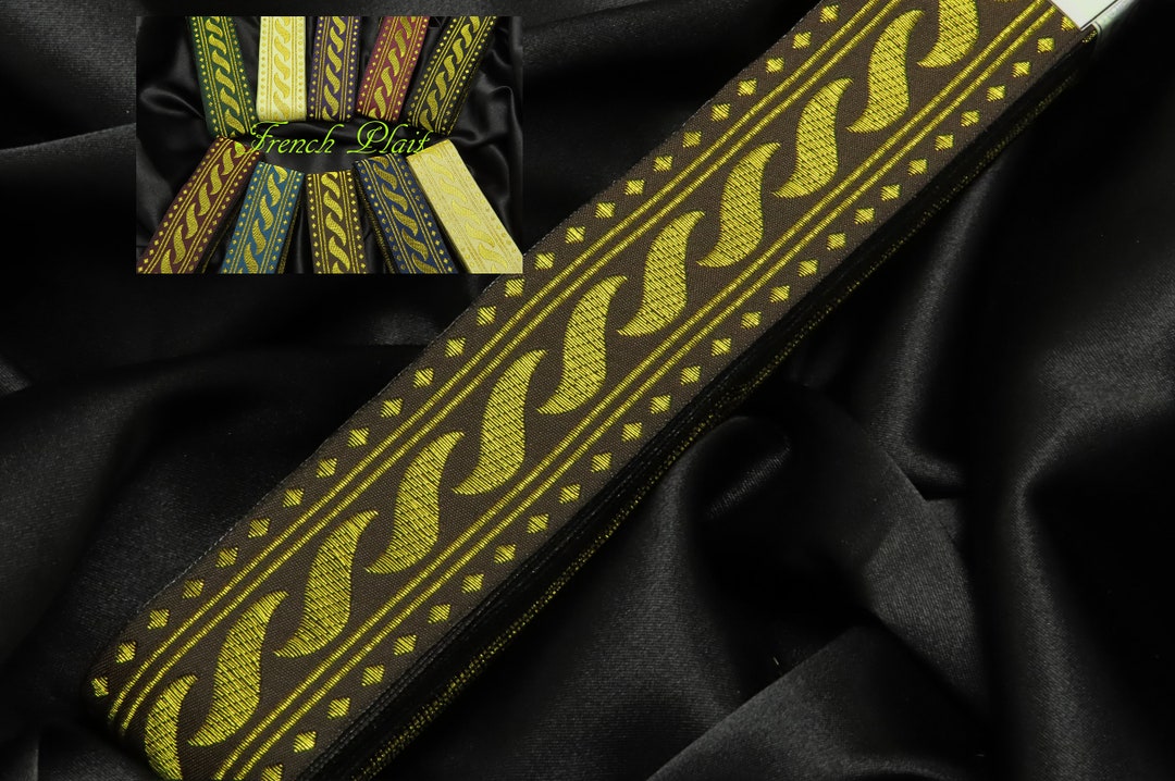 Jacquard Ribbon Single French Plait 1 5/16" (34mm) Metallic Gold Priced ...