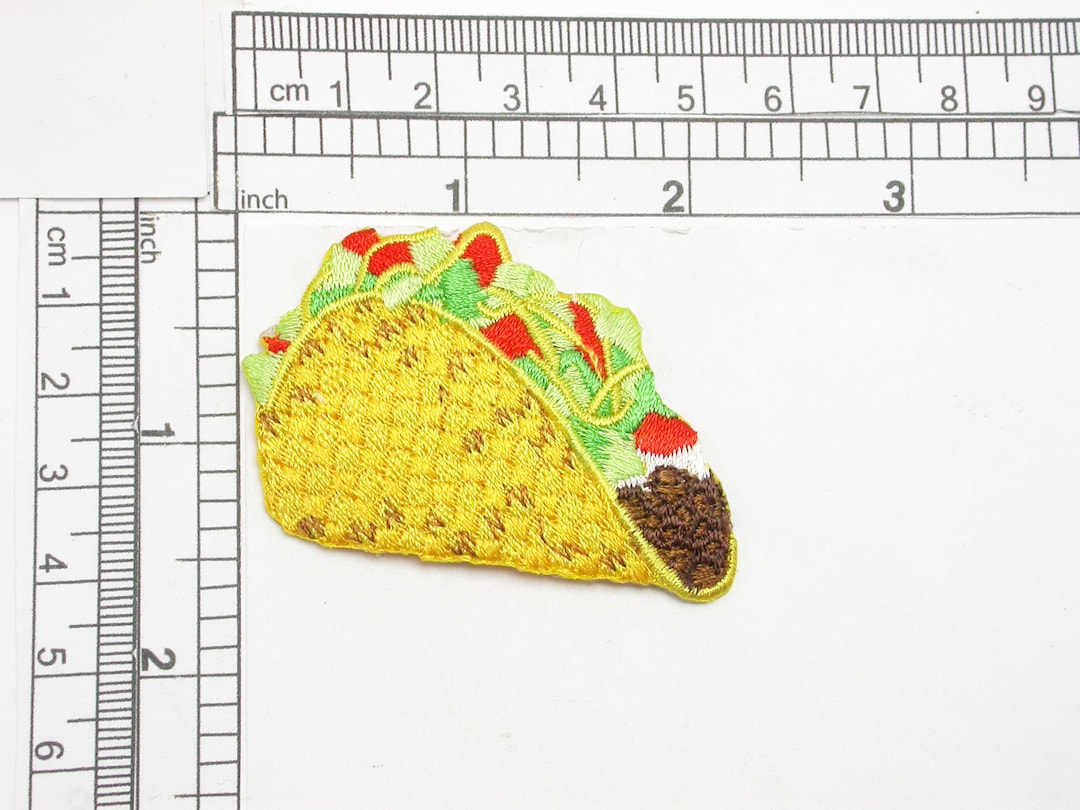 Taco Iron on Patch Applique Fully Embroidered Measures 1 5/8" Tall X 2 ...