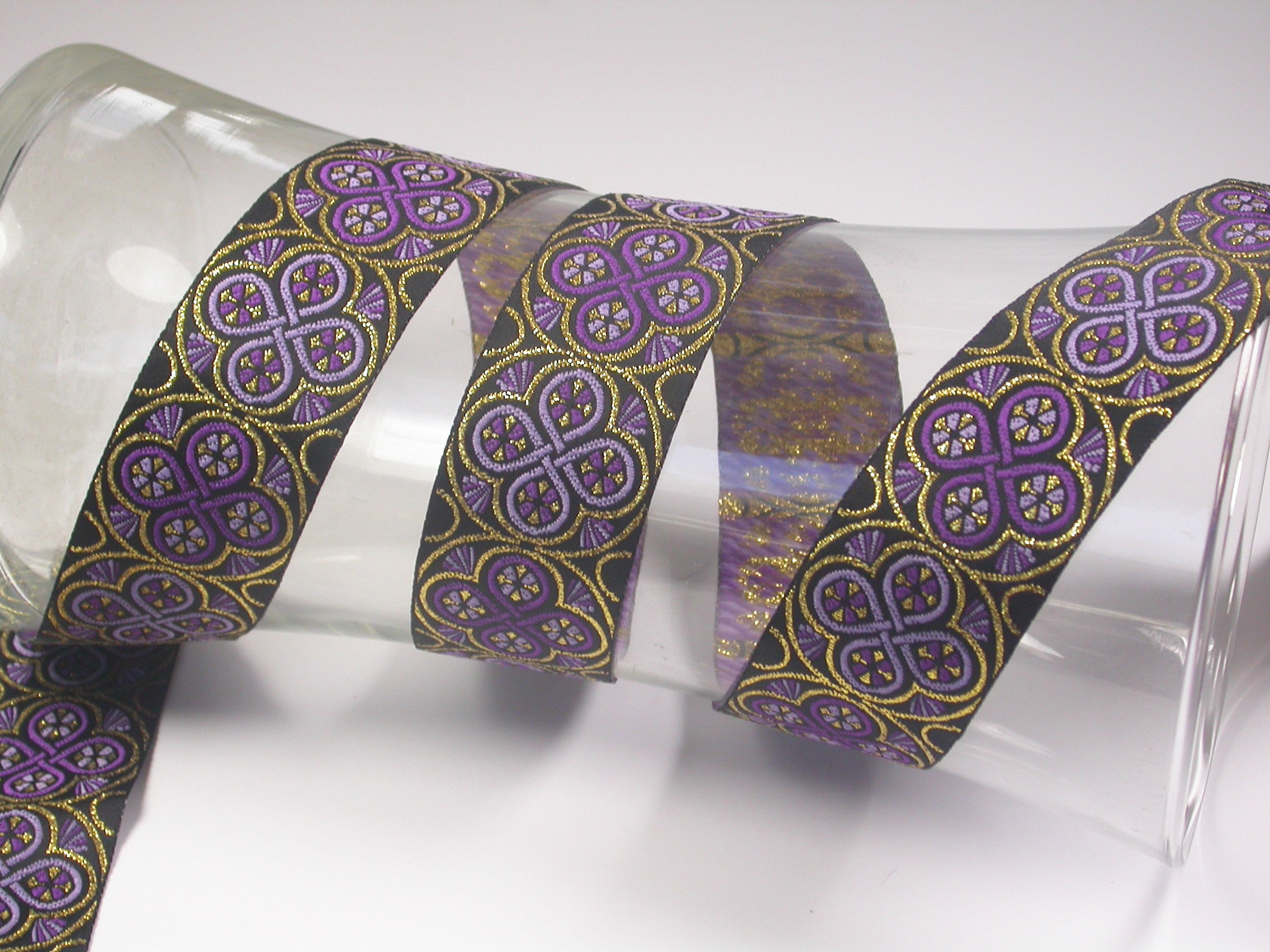 Jacquard Ribbon 1 3/8" (35mm) Radiant Rings Choice of 8 Colors ...