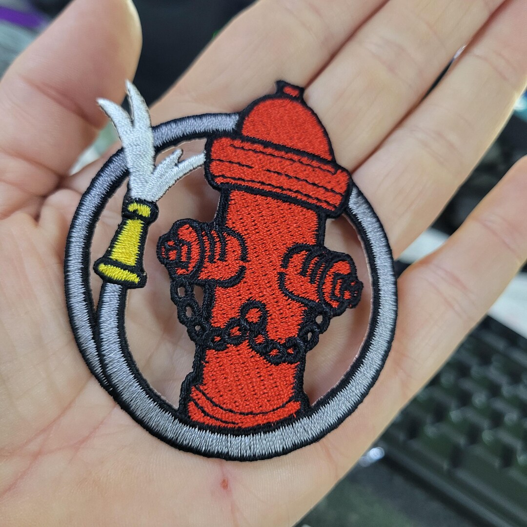 Fire Hydrant & Hose Patch Iron on Embroidered Applique 3" Tall - Etsy