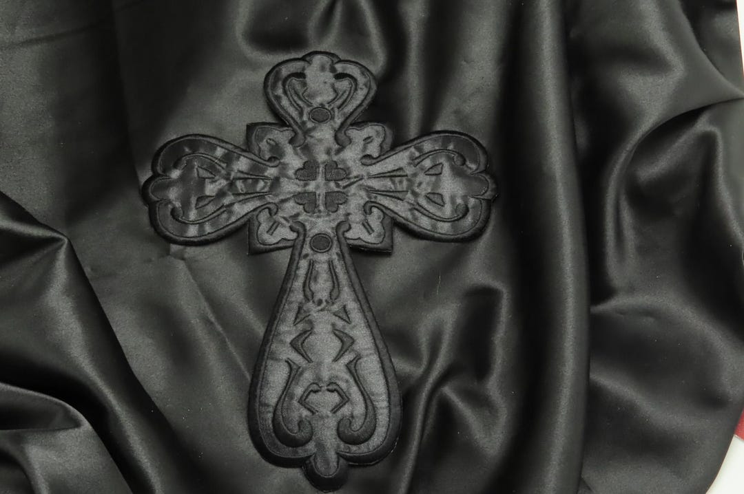 Black Cross Large Patch Iron on Applique - Sacred Heart Cross Black 9 3 ...
