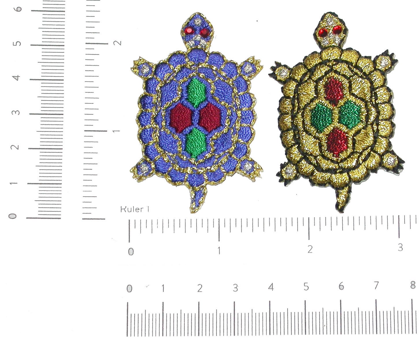 Turtle Tortoise Patch Gem Eye Embroidered Iron on Measures 2 3/8" X 1 1 ...