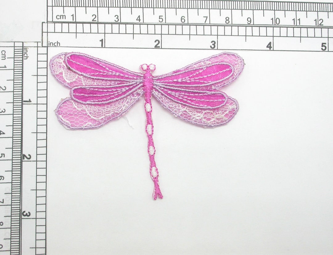 Hot Pink Lace Dragonfly Patch - Iron on Embroidered Applique - Etsy