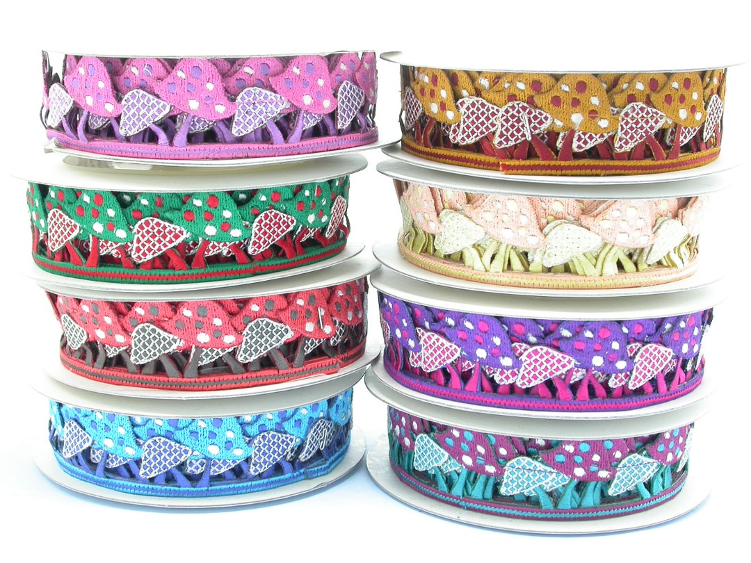 Iron on Border Preppy Toadstools 35mm 1 3/8" Wide Priced per Yard USA ...