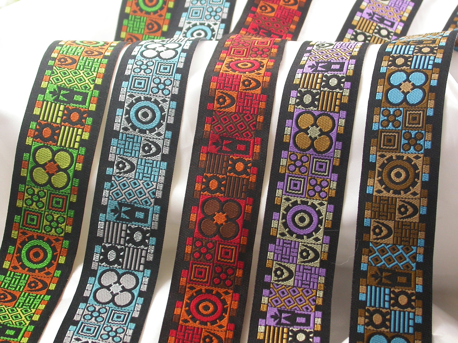 African Inspired Jacquard Ribbon 1 1/2 38MM Adinkra Choice of 5 Colors ...