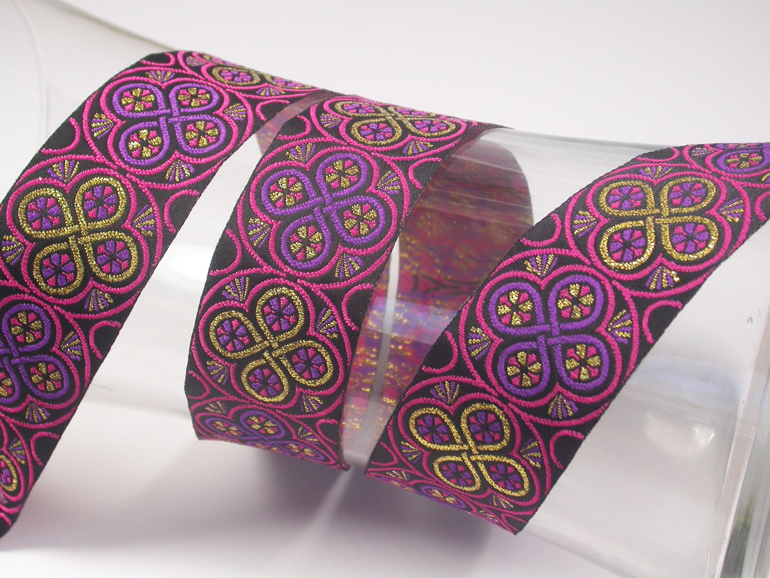 Jacquard Ribbon 1 3/8" (35mm) Radiant Rings Choice of 8 Colors ...