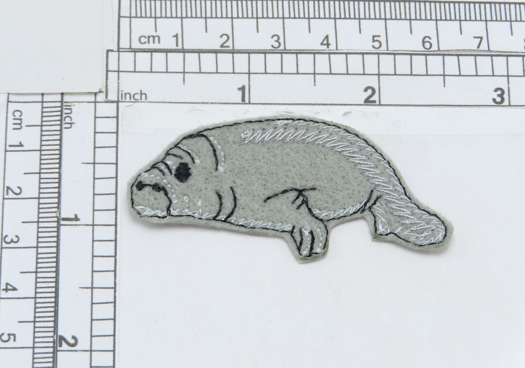 Manatee Iron on Patch Applique Measures 2 1/2" X 1 1/4" - Etsy