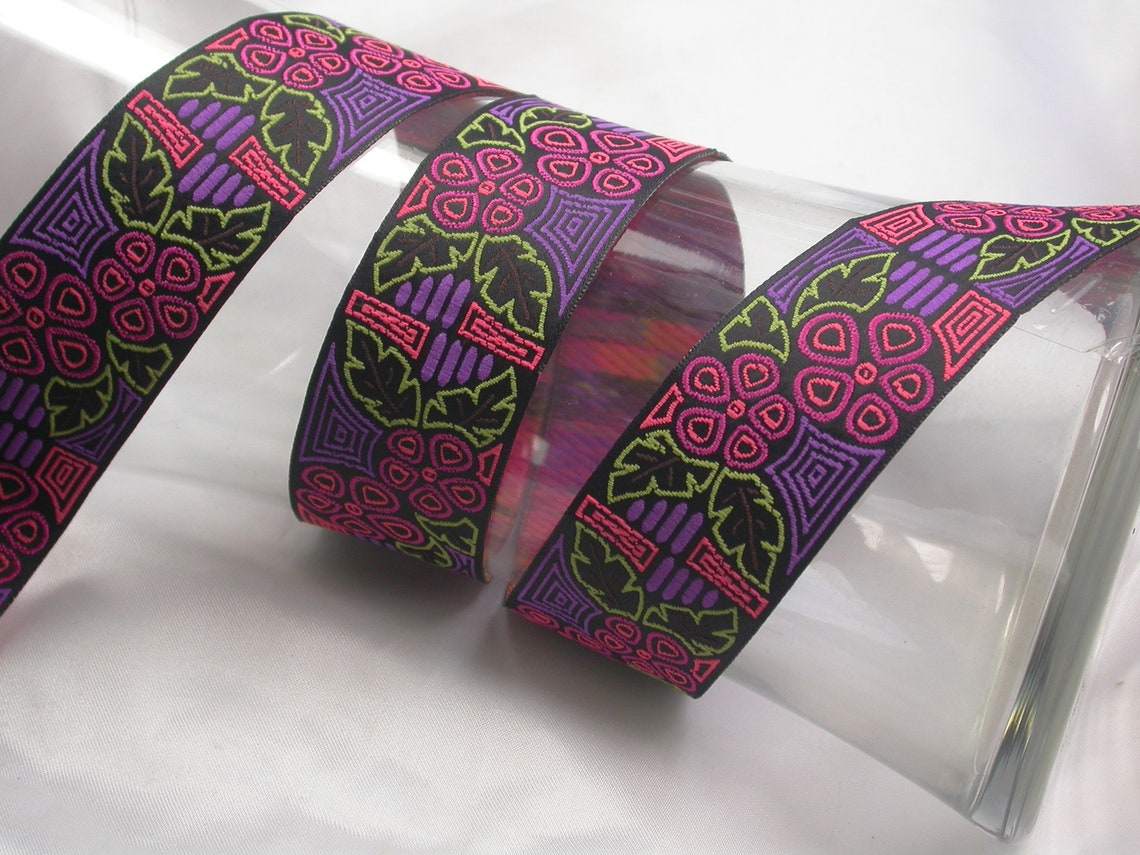 Jacquard Ribbon 1 5/16" (33MM) Hibiscus Choice of 4 Colors Polyester 3 ...