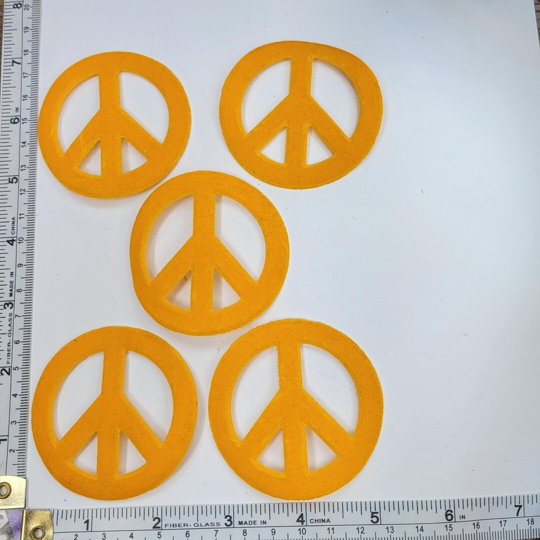 5 X Yellow Peace Sign 2 1/2" Iron on Patch Velveteen Furry Style - Etsy