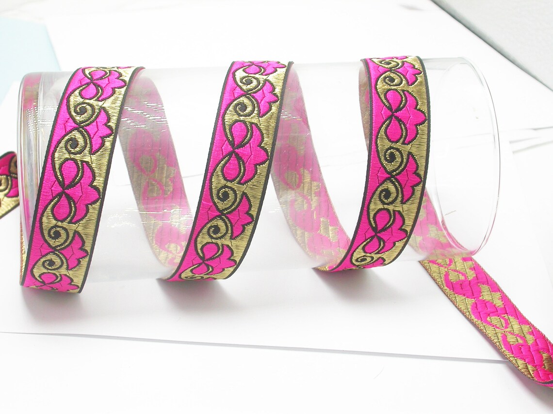 Jacquard Ribbon 1" Jada Priced per 3 Yards & up Metallic Woven Border ...