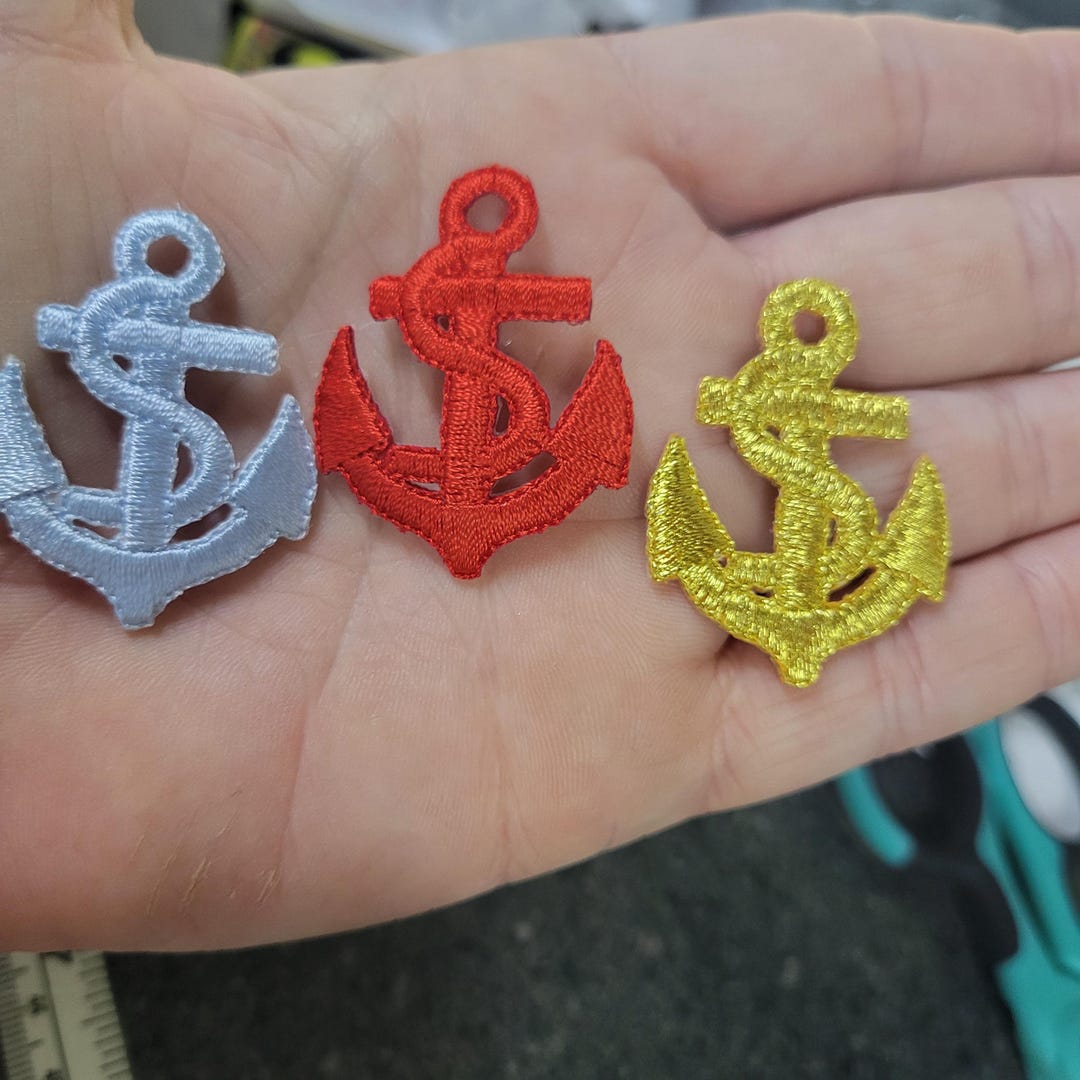 Iron on Patch Applique Anchor 1 5/8" High (41mm) X 1.25" Wide (32mm ...