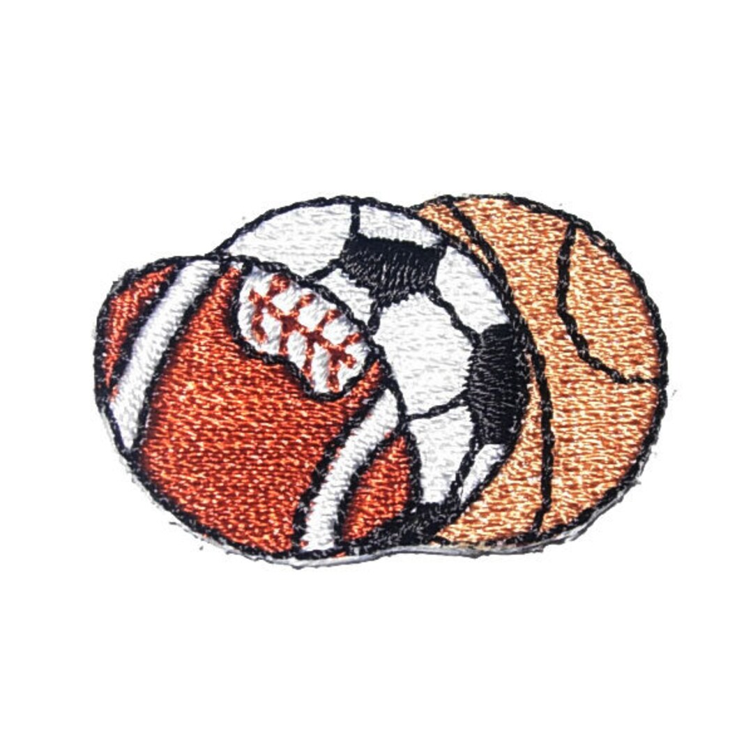 Sport Balls Iron on Applique Embroidered Measures 7/8" High X 1 1/4 ...