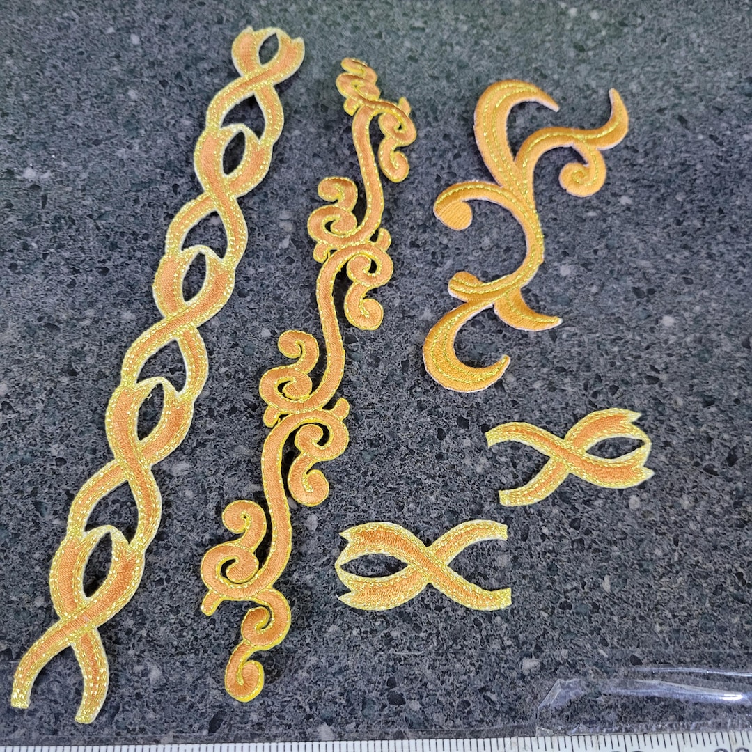 Decorative Swirls Copper, Gold Fully Embroidered Iron on Appliques - Etsy