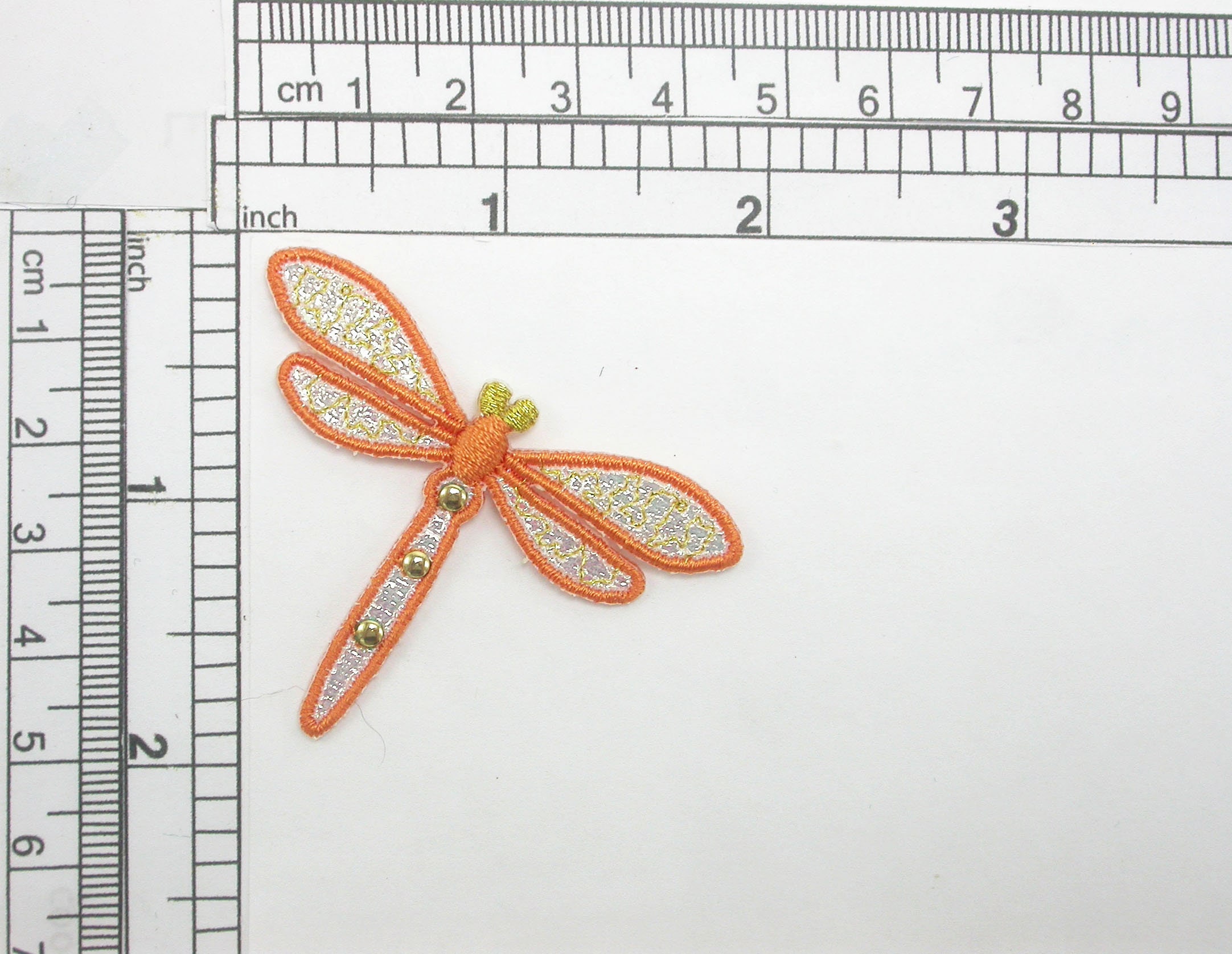 Dragonfly Patch With Studs Embroidered Iron on Applique 1 1/2" X 2 1/8 ...