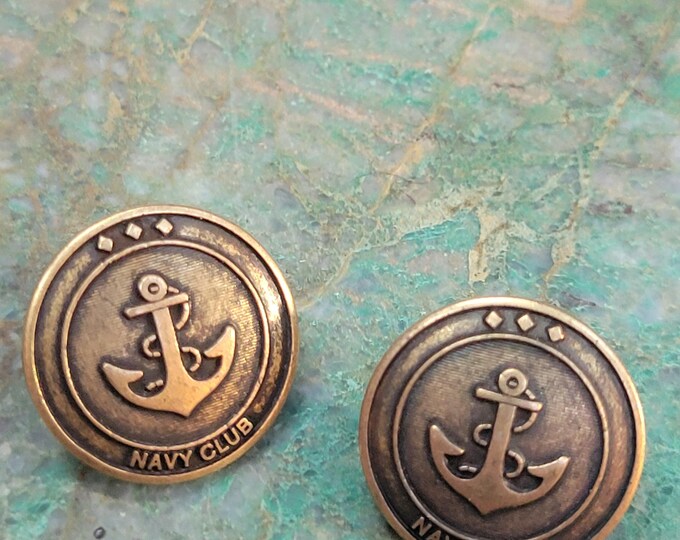 2 Brass Metal Anchor Navy Club Buttons: Vintage 15.3mm - Etsy