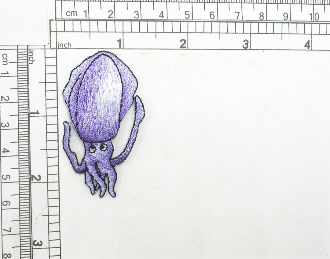 Squid Purple Iron on Patch Applique Fully Embroidered Measures 1 3/8 ...