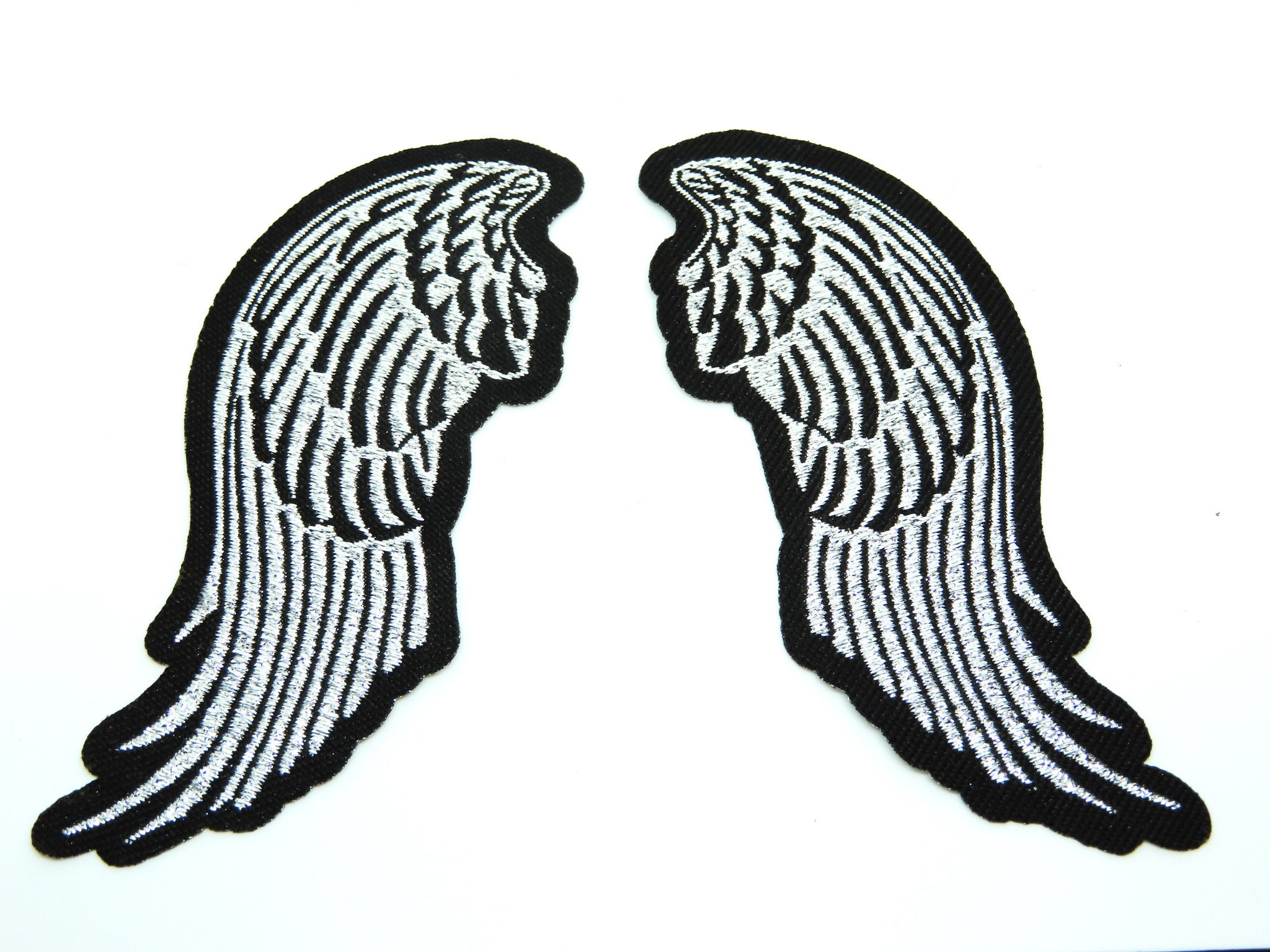Angel Wing Pair Patch Gothic Iron on Woven Applique Black & - Etsy