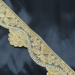 Beaded Border Embroidered 2 3/8" (60mm) Silver or Gold per Meter - Etsy