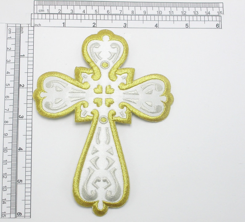 Cross Iron on Patch Embroidered Applique Sacred Heart 2 - Etsy