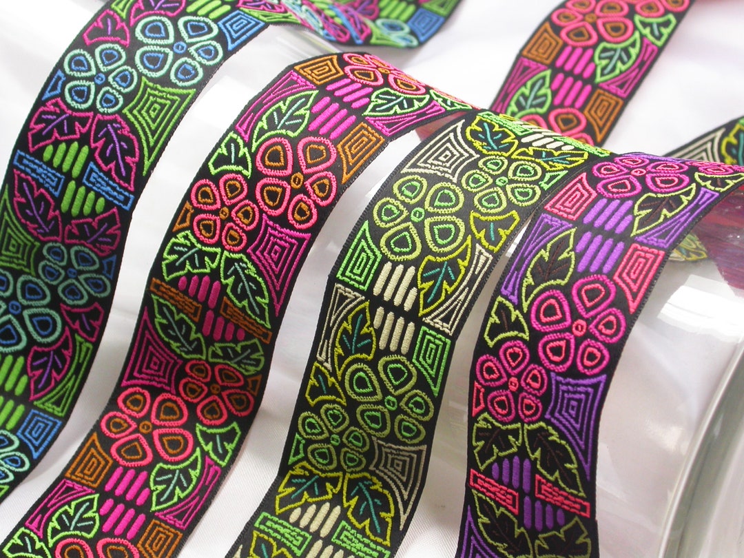 Jacquard Ribbon 1 5/16" (33MM) Hibiscus Choice of 4 Colors Polyester 3 ...