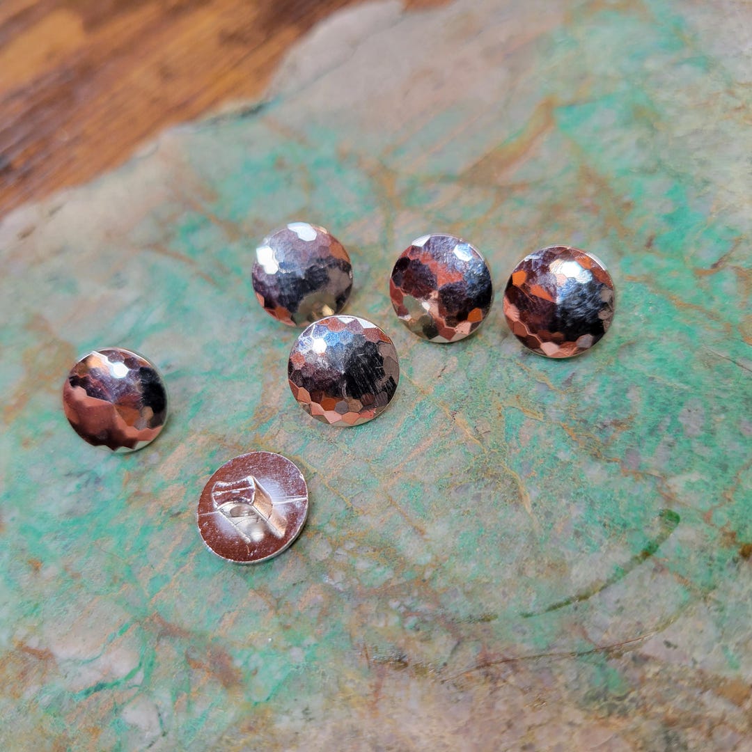 6 X Low Dome Sparkly Facet Shank Buttons 12.7mm Bright Silver Color ...