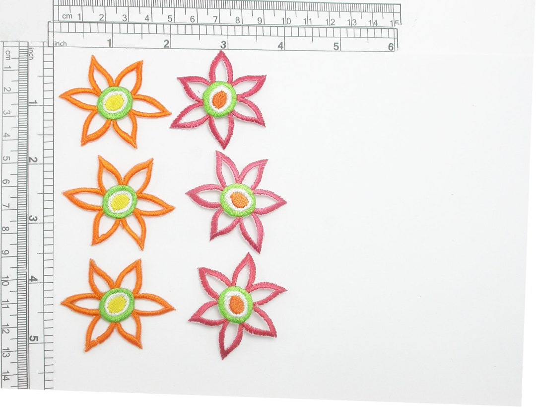3 X Lily Flower Patch Iron on Embroidered Appliques Measures 2" X 1 5/8 ...