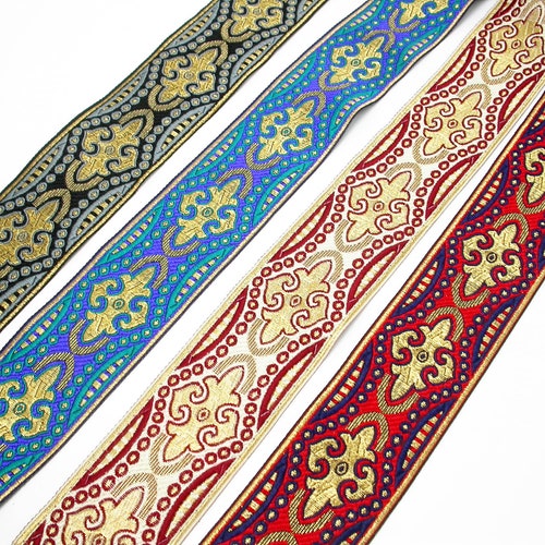 2 Jacquard Border majestic Woven Ribbon - Etsy