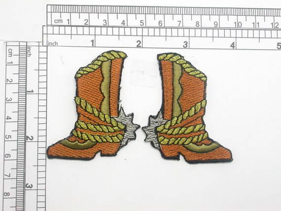 Cowboy Boot Patch With Spur Left & Right Iron on Embroidered | Etsy