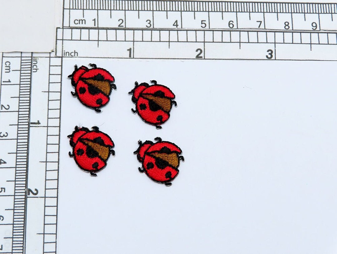 4 X Ladybug Patch Iron on Embroidered Applique 3/4" X 5/8" Fully ...