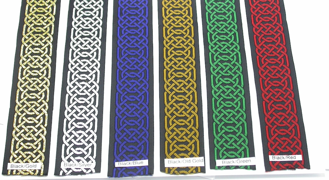 Celtic Chain Jacquard Ribbon 1 1/2" (38mm) Hex Celtic Chain Color ...