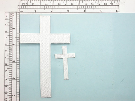 White Cross Iron on Patch Applique Standard Cross 2 Sizes | Etsy