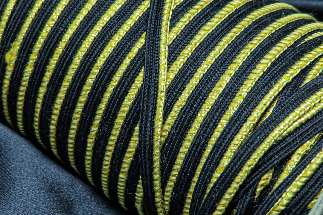 Cord Edge Piping 1/8" Metallic Gold on Black 1/4" Lip 10 Yards - Etsy