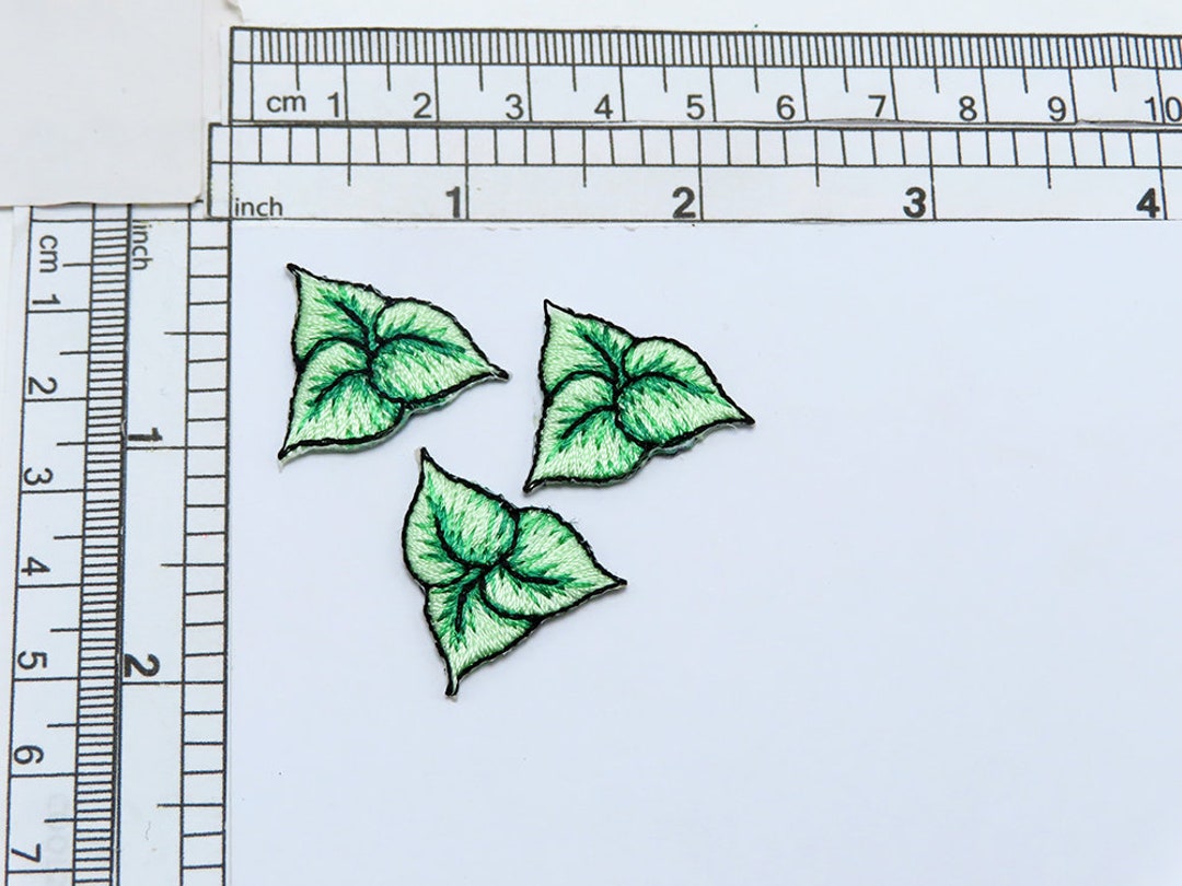 3 X Ivy Leaf Iron on Embroidered Applique 1" High X 7/8" Wide ...