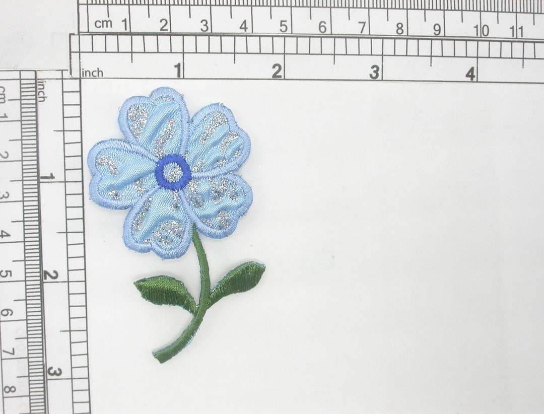 Blue Flower Applique Embroidered Iron on Patch 2 7/8" X 1 3/4" - Etsy