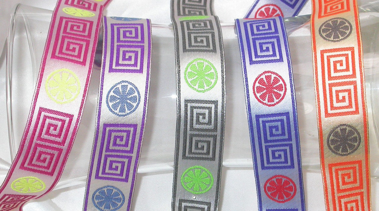 Jacquard Ribbon 1 25mm Poly Greek Key & Pinwheel | Etsy