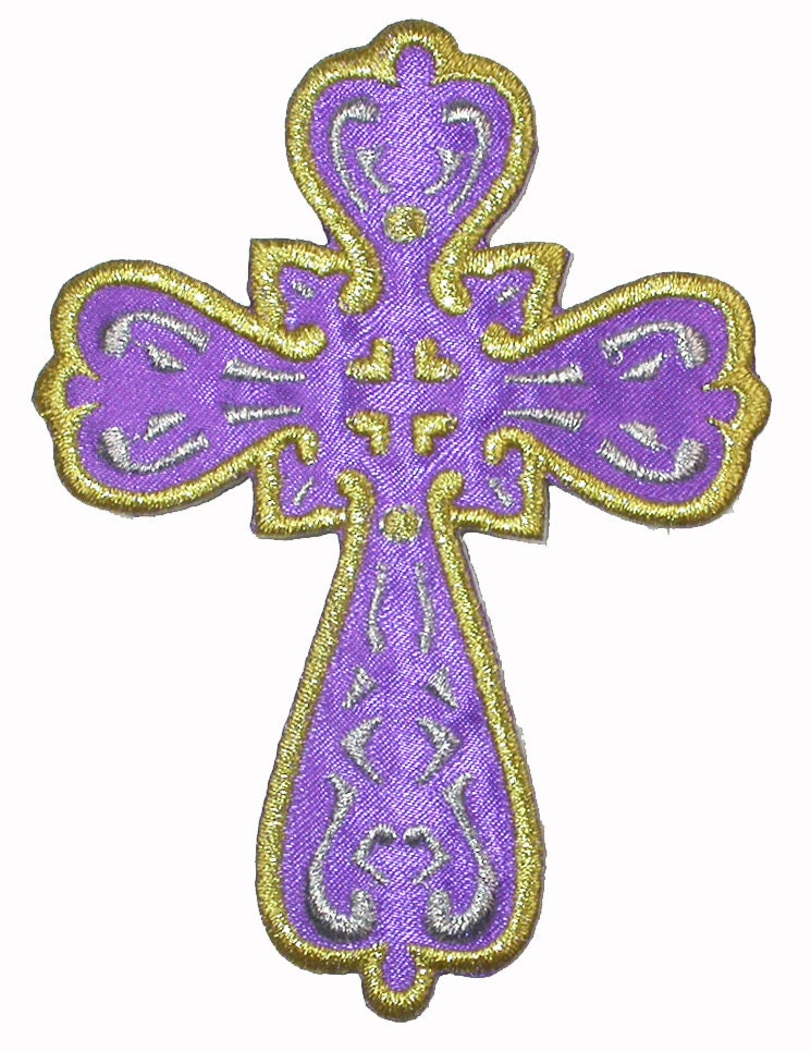 Cross Iron on Patch Embroidered Applique Sacred Heart 2 - Etsy