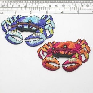 Crab Embroidered Iron on Patch Applique Fully Embroidered Measures 3 1/ ...