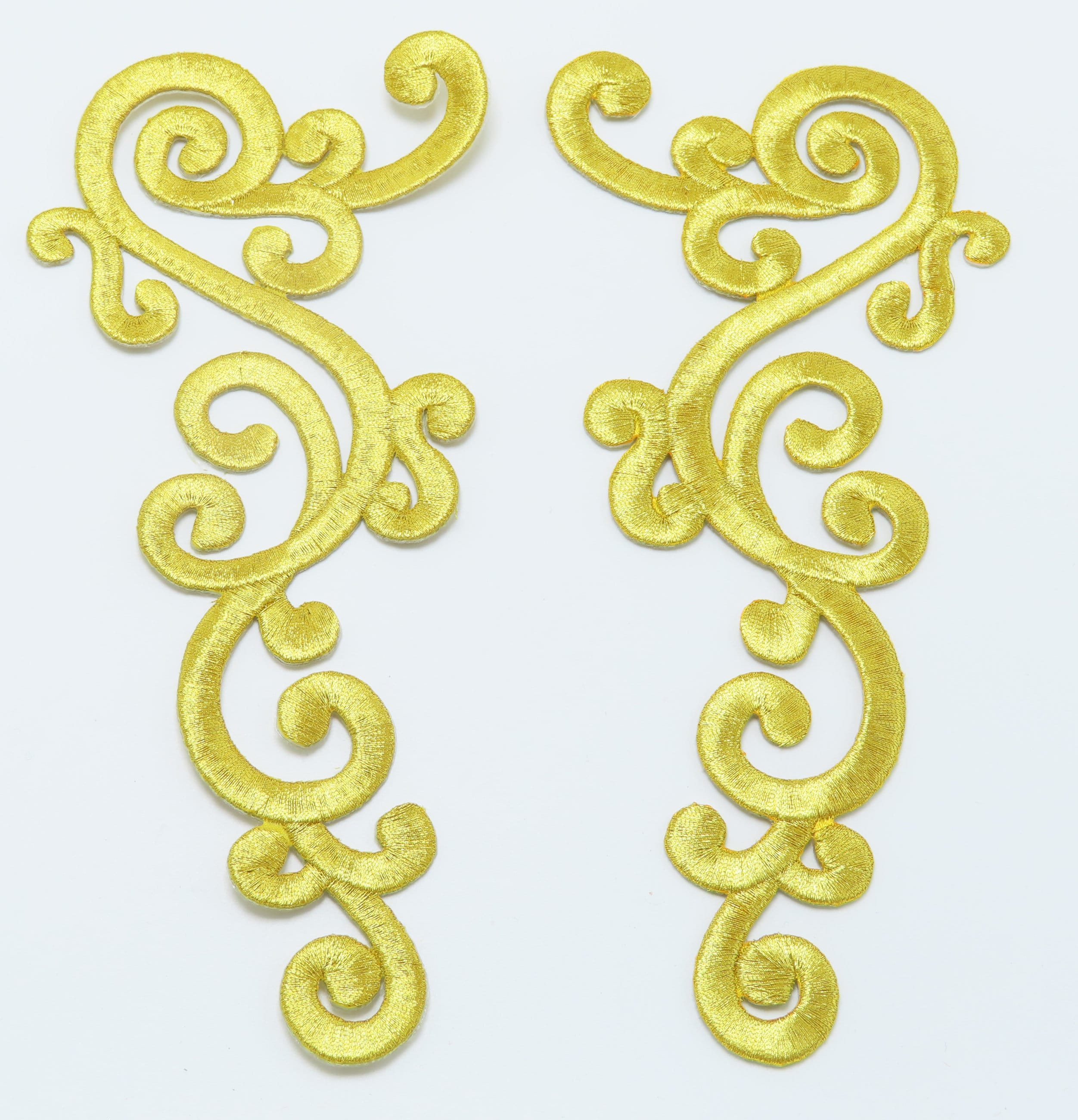 Swirl Pair Patch Iron on Embroidered Applique - Large Decorative Pair ...